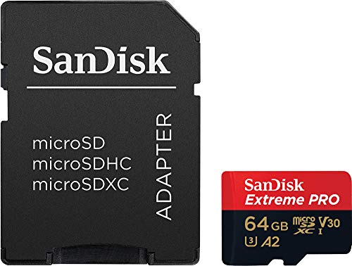 SanDisk 64GB Extreme PRO® microSD™ UHS-I Card with Adapter C10, U3, V30, A2, 200MB/s Read 90MB/s Write SDSQXCU-064G-GN6MA