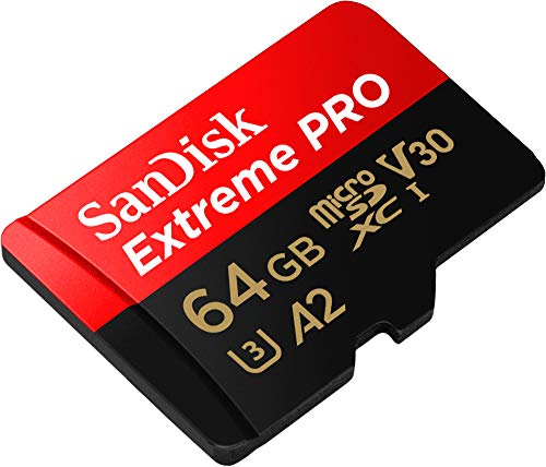 SanDisk 64GB Extreme PRO® microSD™ UHS-I Card with Adapter C10, U3, V30, A2, 200MB/s Read 90MB/s Write SDSQXCU-064G-GN6MA
