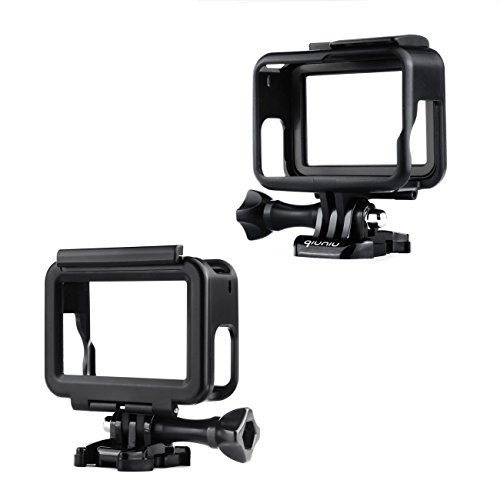 Frame Mount Housing Case for GoPro Hero 5/6/7 Black Action Camera - Protective Case with Quick Release Buckle, Long Thumb Bolt Screw, and Lens Cap - Black