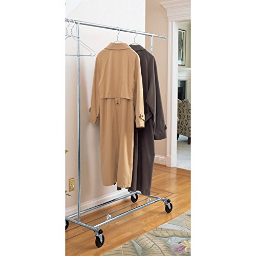 Richards Homewares Adjustable Rolling Garment Rack, 50 to 74.5 L x 22 W x 57 to 67-Inch H, Chrome