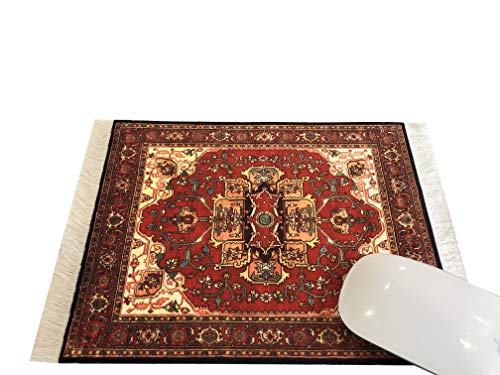 Beautiful Oriental Rug Style Mousepad, Miniature Carpet Computer Mouse Pad, Rectangular, Non-Slip, Elegant Office Accessories
