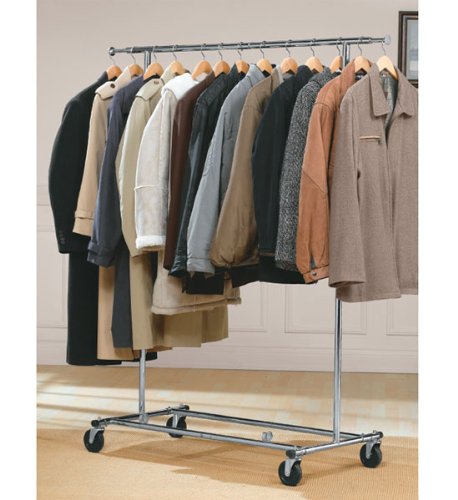 Richards Homewares Adjustable Rolling Garment Rack, 50 to 74.5 L x 22 W x 57 to 67-Inch H, Chrome