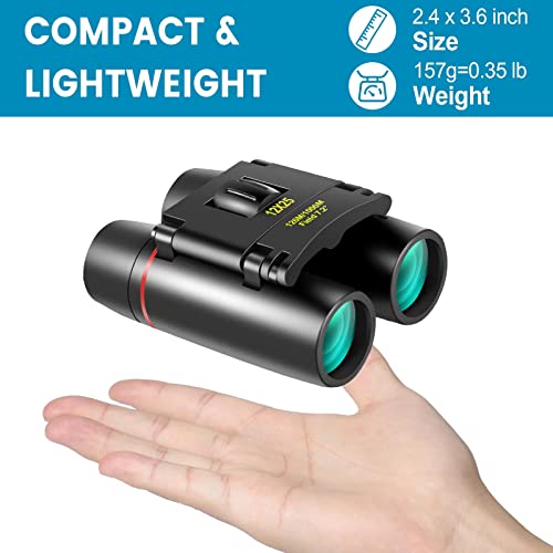 WRNRN 12X25 Mini Pocket Binoculars Compact, Small Lightweight Foldable Binoculars for Adults Kids Bird Watching, Travel, Opera Concert, Hiking, Cruise, Football Game