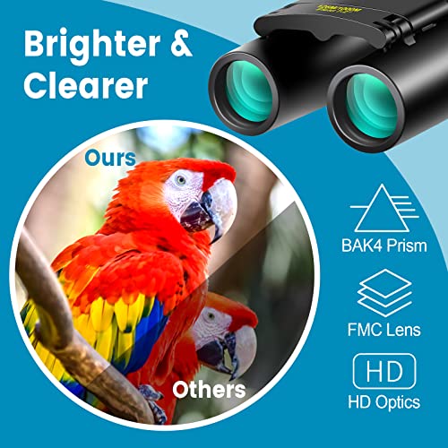 WRNRN 12X25 Mini Pocket Binoculars Compact, Small Lightweight Foldable Binoculars for Adults Kids Bird Watching, Travel, Opera Concert, Hiking, Cruise, Football Game