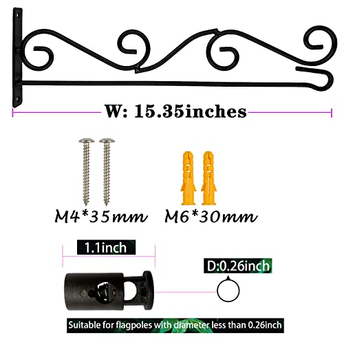 Garden Flag Holder Bracket,Wall Garden Flag Holder,Metal Garden Flag Scroll Hanger, Wall Mailbox Garden Flag Wall Hanger, Mailbox Post Scroll Flag Bracket, Garden Flag Stand for Wall Porch