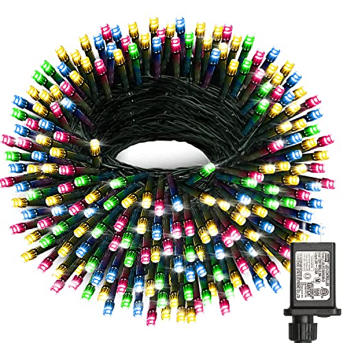 PINXING 105FT 300 LEDs Christmas String Lights Christmas Tree Light Outdoor Waterproof Indoor Fairy Lights for Wedding Party Yard Garden Christmas Decoration, End to End Plug 8 Modes Multicolor