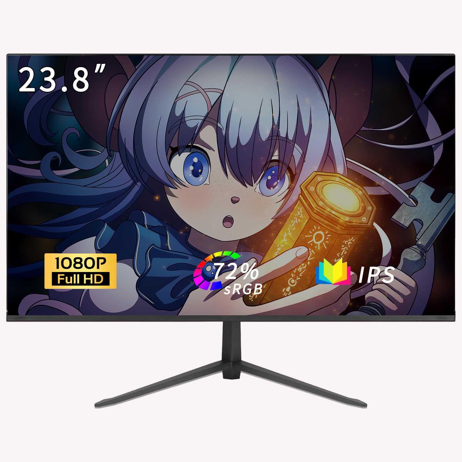 PC Monitor,23.8 Inch LED Computer Monitor,1080P Full HD,Low Blue Light,75Hz, IPS,Frameless Desktop Display,HDMI VGA,VESA Mounting