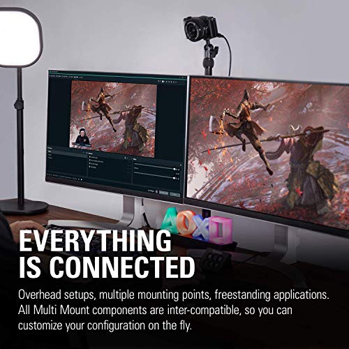 Elgato Master Mount L - Premium Desk Clamp with Pole extendable up to 125cm/49in and 1/4 inch Thread to Mount Lights, Cameras, and Microphones, perfect for Streaming, Videoconferencing, and Studios