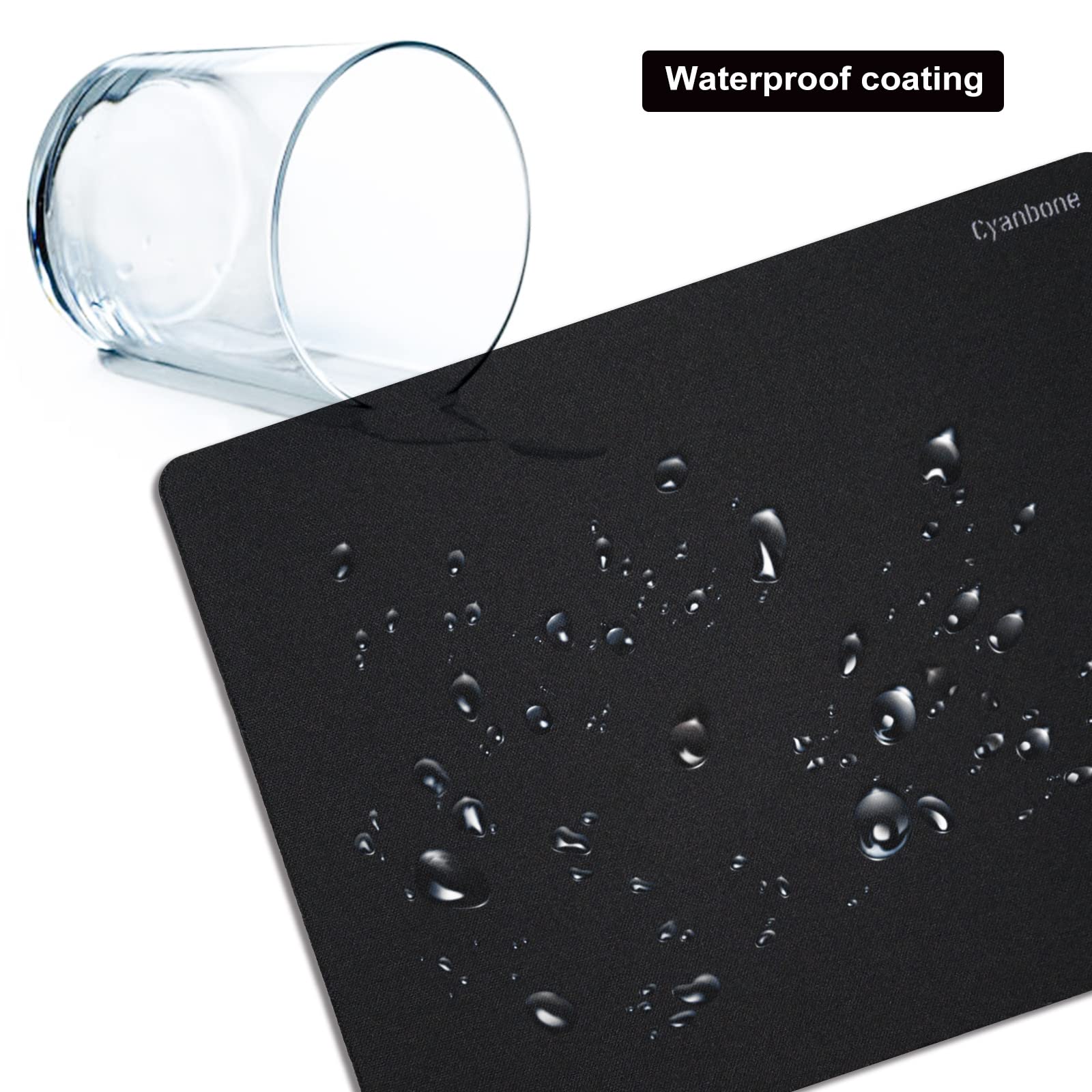 Cyanbone Mini Mouse Pad Small Size 2 Pack, Portable Mouse Pad for Laptop Waterproof, Cute Travel Mousepad Black with Non Slip Rubber Base for Wireless Mouse - 5.5 x 7 Inch