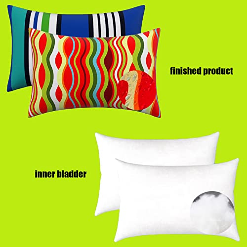Waterproof Lumbar Support Pillow For Chair 2 Pack Rectangular Outdoor Throw Pillows Recycled Polyester Fill Reversible Design,Windproof Rainproof For Furniture Patio Garden Decorative Pillows 12"X20"