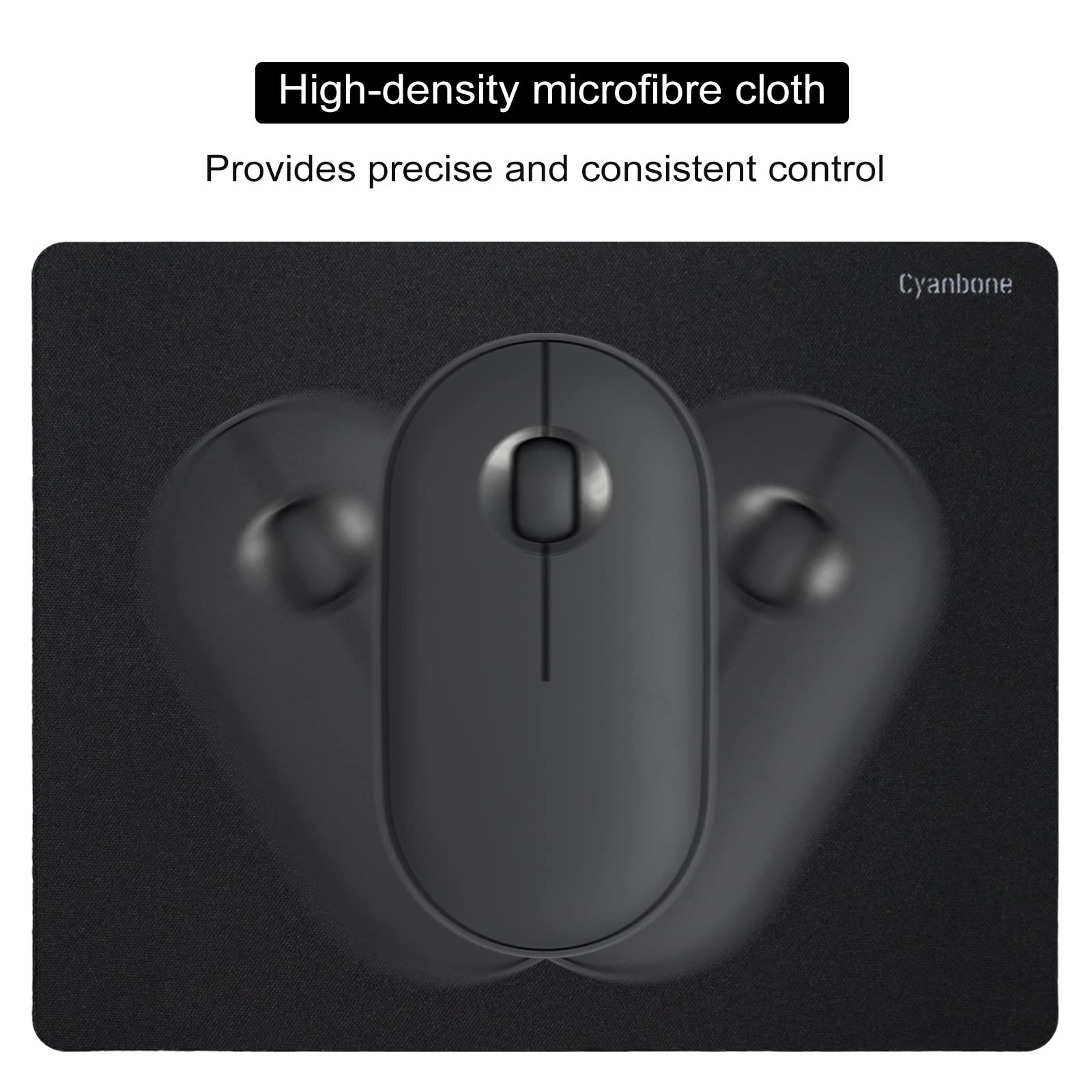 Cyanbone Mini Mouse Pad Small Size 2 Pack, Portable Mouse Pad for Laptop Waterproof, Cute Travel Mousepad Black with Non Slip Rubber Base for Wireless Mouse - 5.5 x 7 Inch