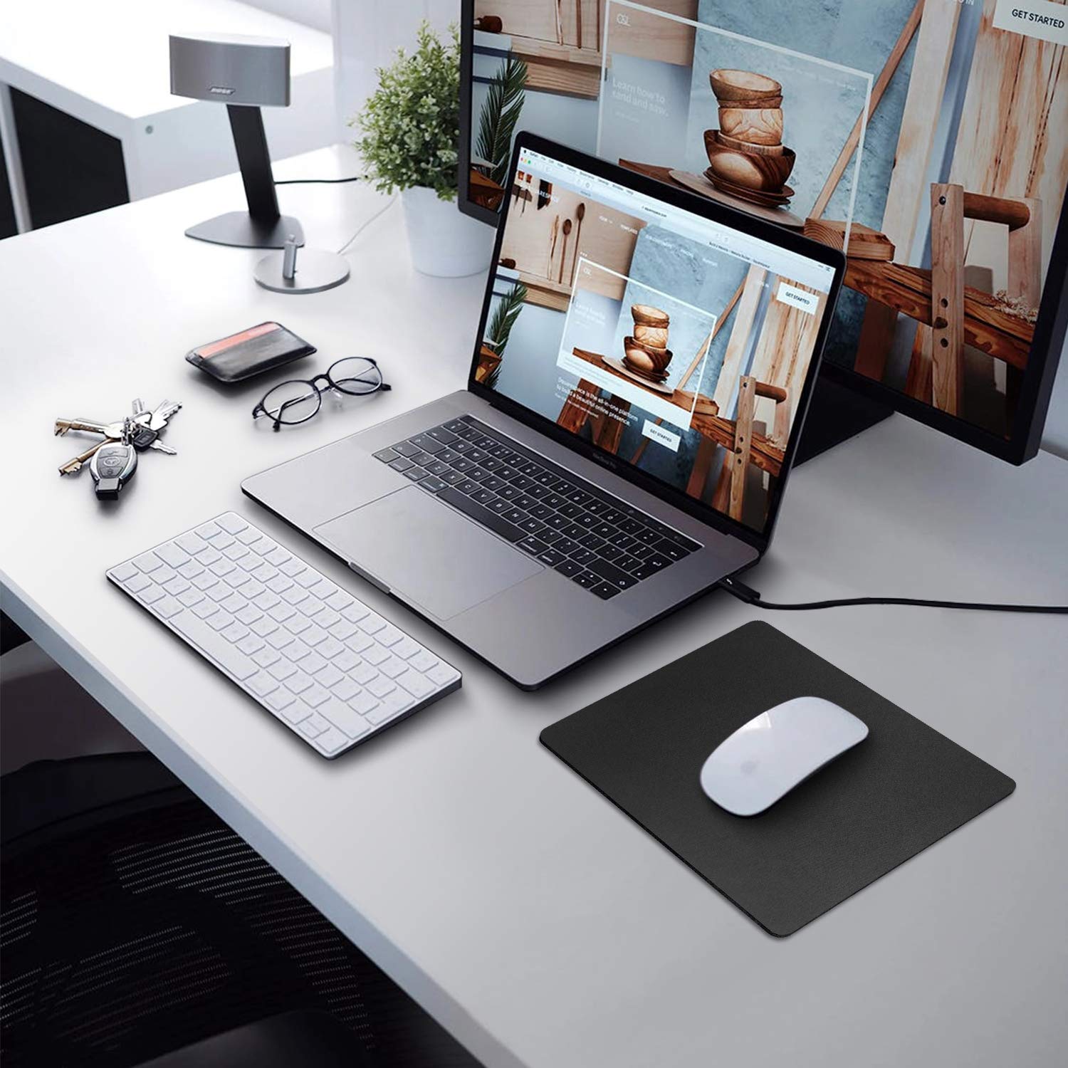 Mouse Pad 12.6×10.8×0.08 inches Premium-Textured Non-Slip Rubber Base Mouse Mat Mousepad for Office & Home, Black (2 Pack)