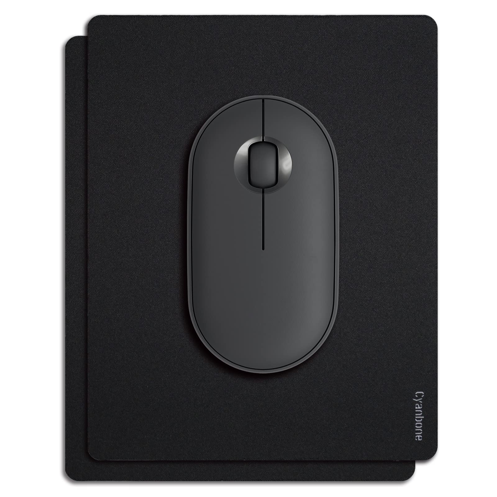 Cyanbone Mini Mouse Pad Small Size 2 Pack, Portable Mouse Pad for Laptop Waterproof, Cute Travel Mousepad Black with Non Slip Rubber Base for Wireless Mouse - 5.5 x 7 Inch
