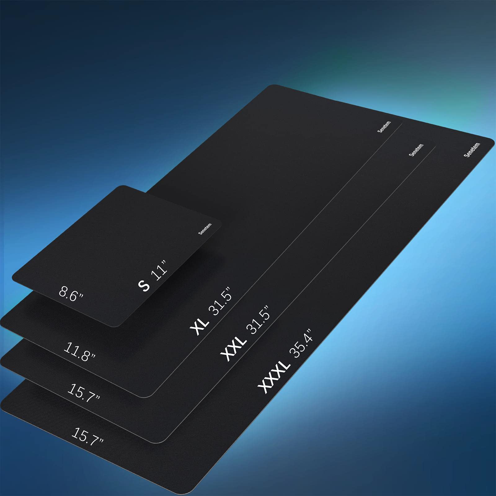 Senetem XXXL Large Mouse Pad, Thin Gaming Mousepad, Extended Mouse Mat, Non-Slip Rubber Base Keyboard Pad, Big & Long Computer Mat for Desk, Black, XXXL, 35.4x15.7 in