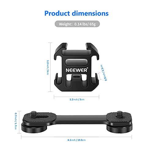NEEWER Triple Cold Shoe Mount with Gimbal Microphone Mount Extension Bar & 1/4" Adapter Compatible with DJI OM4 Osmo Mobile 3 Zhiyun Smooth 4 Feiyu AK2000 Stabilizer/Tripod/Monopod