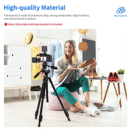 NEEWER Triple Cold Shoe Mount with Gimbal Microphone Mount Extension Bar & 1/4" Adapter Compatible with DJI OM4 Osmo Mobile 3 Zhiyun Smooth 4 Feiyu AK2000 Stabilizer/Tripod/Monopod