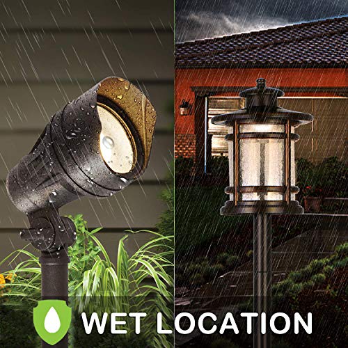 8 Pack Low Voltage LED Landscape Kits, 12V Pathway Flood Light Kits, 10W 390LM and 3.4W 155LM Wired for Outdoor Yard Lawn, Die-cast Aluminum, 50W and 30W Equivalent 15-Year Lifespan