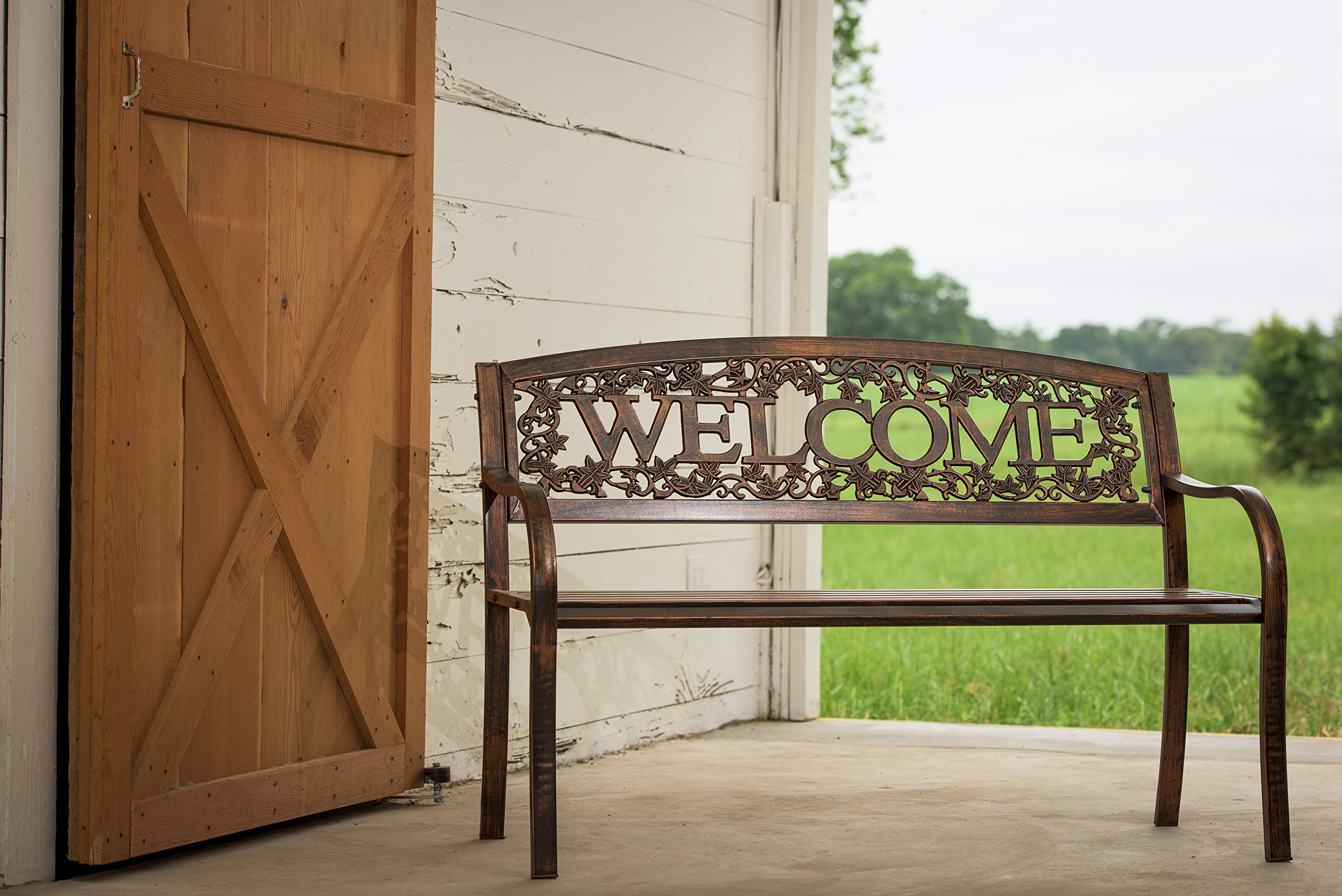 Leigh Country TX94101 Metal Welcome Outdoor Bench