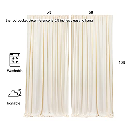 10x10 Champagne Backdrop Curtain for Parties Wedding Baby Shower Wrinkle Free Photo Curtains Backdrop Drapes Fabric Decoration for Bridal Shower 5ft x 10ft,2 Panels