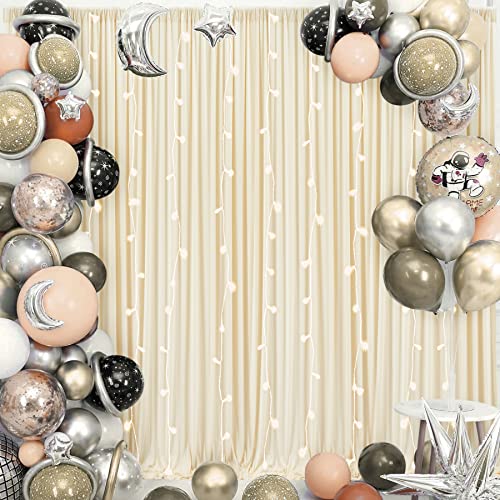 10x10 Champagne Backdrop Curtain for Parties Wedding Baby Shower Wrinkle Free Photo Curtains Backdrop Drapes Fabric Decoration for Bridal Shower 5ft x 10ft,2 Panels
