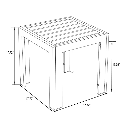 LeisureMod Chelsea Modern Weather Resistant Aluminum Side Square End Table for Patio Lawn Garden Balcony Yard & Porch, Black