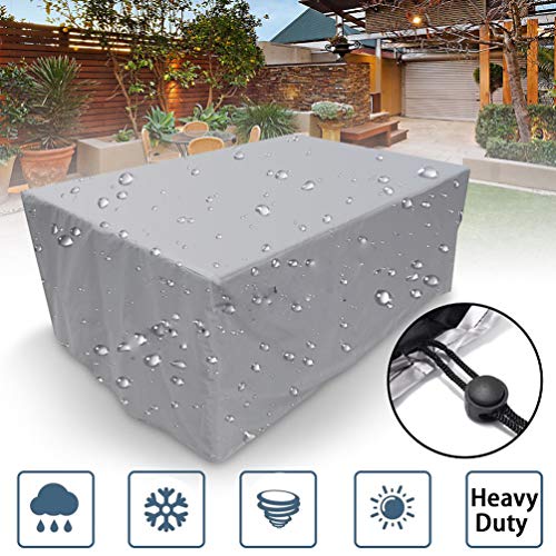 DOITOOL Rectangular Table Chair Dust Cover Garden Waterproof Cover Heavy Duty Patio Furniture Covers Outdoor Dining Table Chair Set Covers for Home Garden Outside Use 180x120x74cm