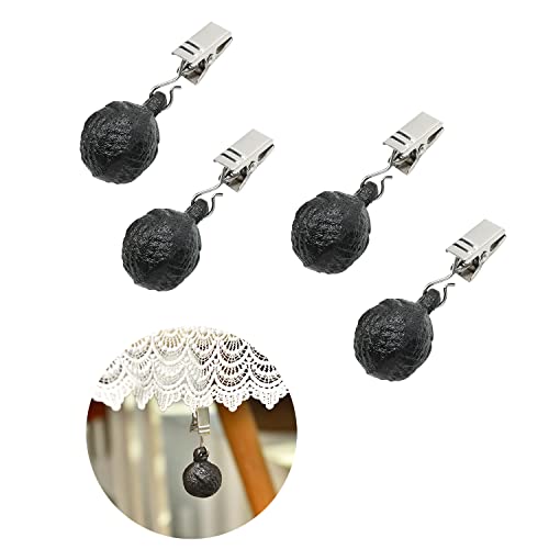 Sungmor Cast Iron Heavyweight Tablecloth Weights - 4 Pack Antique Dark Brown Round Clew Pendent Clips Weights Kit - Heavy Duty Table Cloth Cover Clamps for Home Garden Party Wedding Camping Picnic