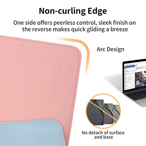 YXLILI Mouse Pad, Dual-Sided PU Leather Mouse Mat, Waterproof Ultra Smooth Mousepads with Stitched Edge Computer Mouse Pads for Gaming Office Work Home