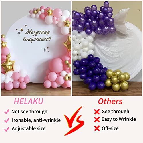 HELAKU White Round Backdrop Cover - 7.2x7.2ft White Circle Backdrop with 2 Backdrop Clips Round Backdrop Background Cover for Birthday Party Baby Shower Wedding Decorations