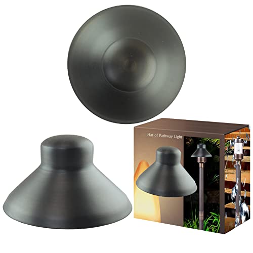 OLYMSTAR Low Voltage Landscape Path Light Hat Shade 4", Brass Outdoor Garden Yard Driveway Walkway Lawn Patio Lights,Compatible with Most Brands' Pathway Light Post (Hat only 2 Pack) (4 Inch Hat)