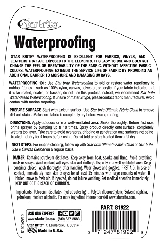 STAR BRITE Waterproofing Spray, Waterproofer + Stain Repellent + UV Protection - 22 OZ (081922SS)