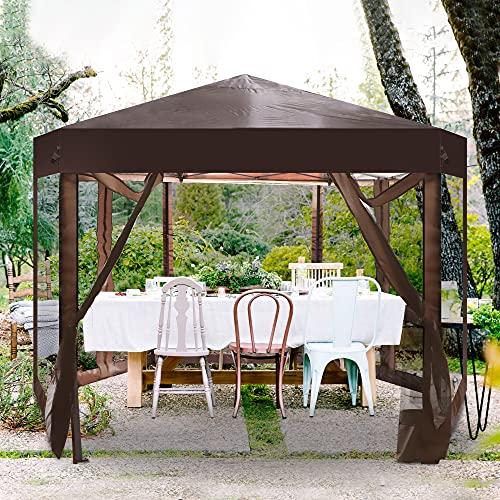 LONABR 10β X 10β Pop Up Gazebo with Mosquito Netting Outdoor Hexagonal Pop Up Tent Backyard Tent Canopy with Net, Garden, Outdoor Canopy for Patio with Storage Bag
