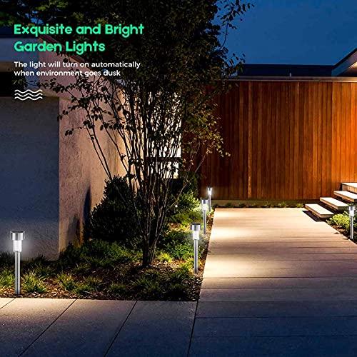 INSOME Solar Lights Outdoor Waterproof,12 Pack Stainless Steel Bright Solar Powered Landscape Lights,Solar Pathway Lights,Solar Garden Lights for Yard Patio Walkway Spike