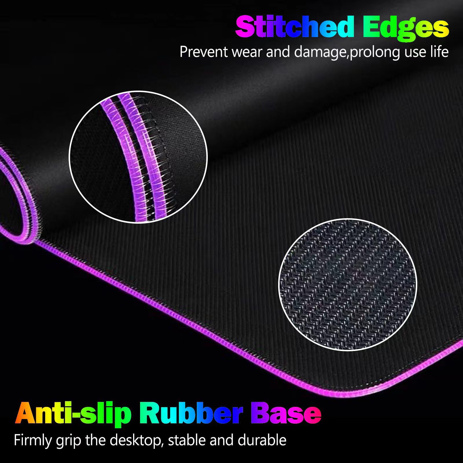 RGB Gaming Mouse Pad, DINKY Large Extended Soft Led Mouse Pad with 14 Lighting Modes, Water Resist Keyboard Pad, Computer Keyboard Mousepads Mat 35.4×15.8 inches-Cool Gaming