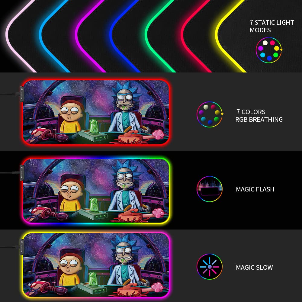 Gaiamat XXL RGB Gaming Mouse Pad,Large LED Anime Mousepad with Non-Slip Rubber Base and Durable Stitched Edges,35.4x15.7IN Mouse Mat Laptop PC Desk Mat(leddrive)
