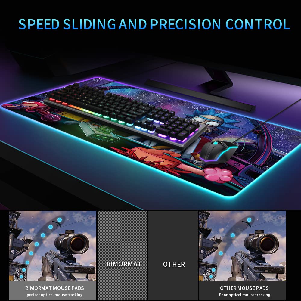 Gaiamat XXL RGB Gaming Mouse Pad,Large LED Anime Mousepad with Non-Slip Rubber Base and Durable Stitched Edges,35.4x15.7IN Mouse Mat Laptop PC Desk Mat(leddrive)