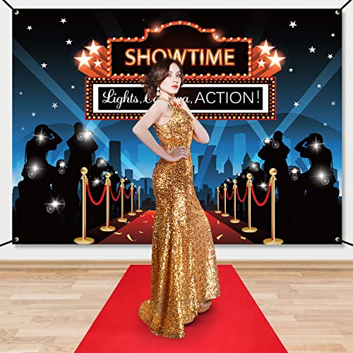 1 Pack Paparazzi Photo Backdrop with Red Carpet Runner for Birthday Party Protagonist Show Props Movie Star Themed Pajamas Party Supplies Awards Ceremony Theme Party Accessory