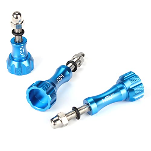 HSU Aluminum Thumbscrew Set + Wrench for Gopro Hero 11, 10, 9, 8, 7, 6, 5, 4, 3, Gopro Session, AKASO Campark and Other Action Cameras (Blue)