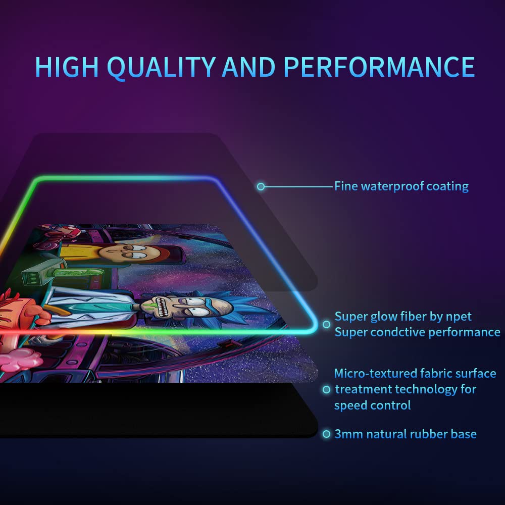 Gaiamat XXL RGB Gaming Mouse Pad,Large LED Anime Mousepad with Non-Slip Rubber Base and Durable Stitched Edges,35.4x15.7IN Mouse Mat Laptop PC Desk Mat(leddrive)