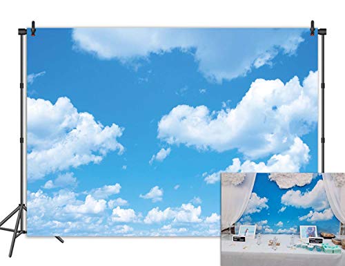 GYA 7x5ft Blue Sky White Clouds Photo Background Sunshine Sky Clouds Theme Photography Backdrop Photo Booth Wedding Party Decor Background Studio Props Vinyl