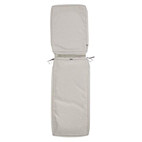 Classic Accessories Montlake FadeSafe FadeSafe Water-Resistant 74 x 23 x 3 Inch Patio Chaise Lounge Cushion Cover, Heather Grey, Patio Furniture Cushion Covers