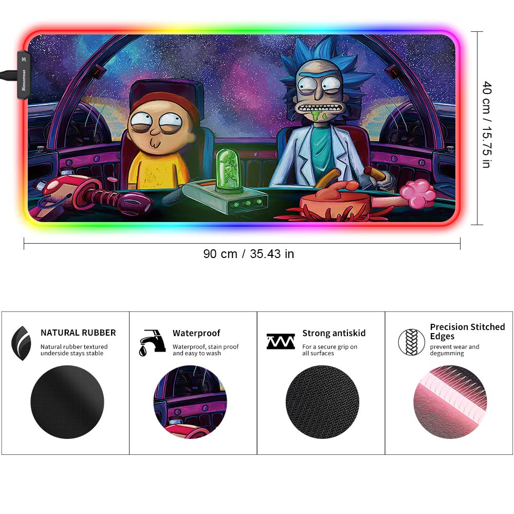 Gaiamat XXL RGB Gaming Mouse Pad,Large LED Anime Mousepad with Non-Slip Rubber Base and Durable Stitched Edges,35.4x15.7IN Mouse Mat Laptop PC Desk Mat(leddrive)