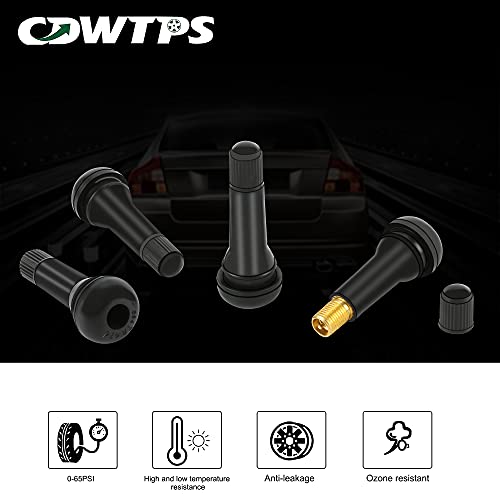 CDWTPS TR414 Tire Valve Stem,Rubber Snap-in Short Black Stem for Tubeless 0.453 Inch 11.5mm Rim Holes on Standard Vehicle Tires(8pcs/Bag)