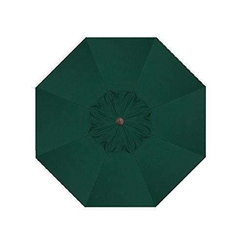 9-Foot Treasure Garden (Model 920) Push Button-Tilt Market Umbrella with Bronze Frame and Obravia2 Fabric: Forest Green