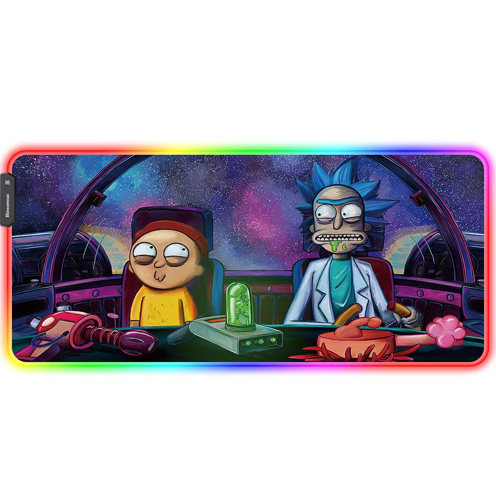 Gaiamat XXL RGB Gaming Mouse Pad,Large LED Anime Mousepad with Non-Slip Rubber Base and Durable Stitched Edges,35.4x15.7IN Mouse Mat Laptop PC Desk Mat(leddrive)
