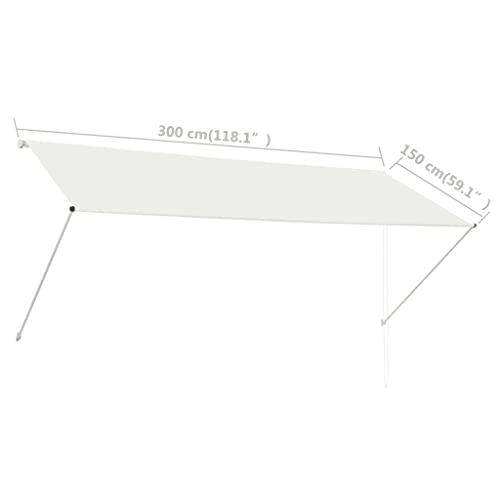 vidaXL Retractable Awning Outdoor Garden Terrace Patio Home Window Sunshade Sun Screen Protection Side Awning Blind 118.1"x59.1" Cream