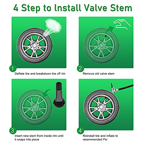 CDWTPS TR414 Tire Valve Stem,Rubber Snap-in Short Black Stem for Tubeless 0.453 Inch 11.5mm Rim Holes on Standard Vehicle Tires(8pcs/Bag)