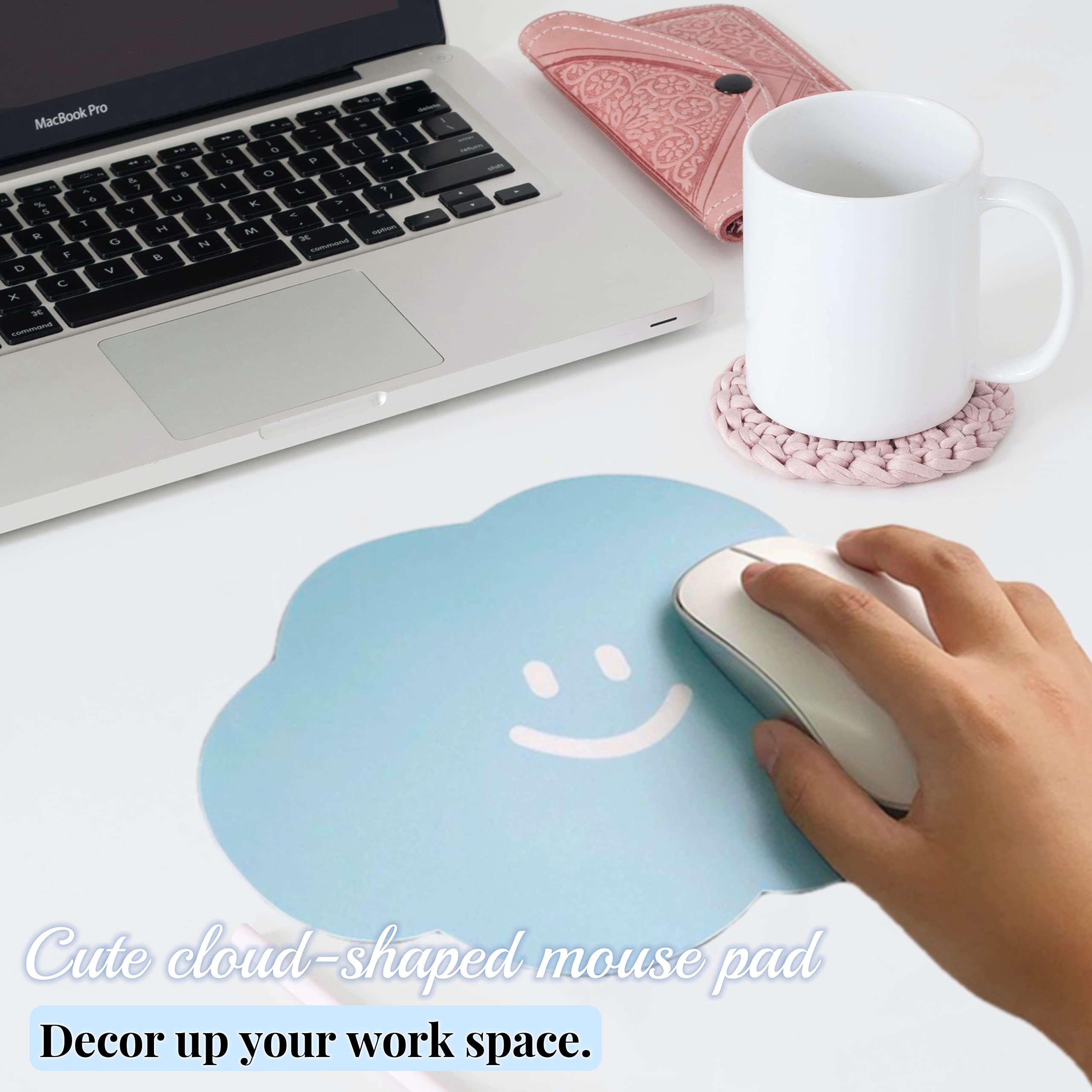 RoxicRokc Mouse Pad Cute 2 Pack, Small Waterproof PVC Mousepad, Non-Slip Rubber Base Personalized Computer Mouse Mat for Office Home (Cloud Mouse Pads)