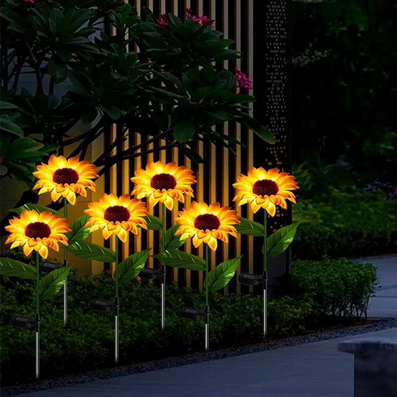 SLXTOU Led Solar Sunflower Flower Light, Outdoor Garden Garden Decoration Light, Lawn Plug-in Light
