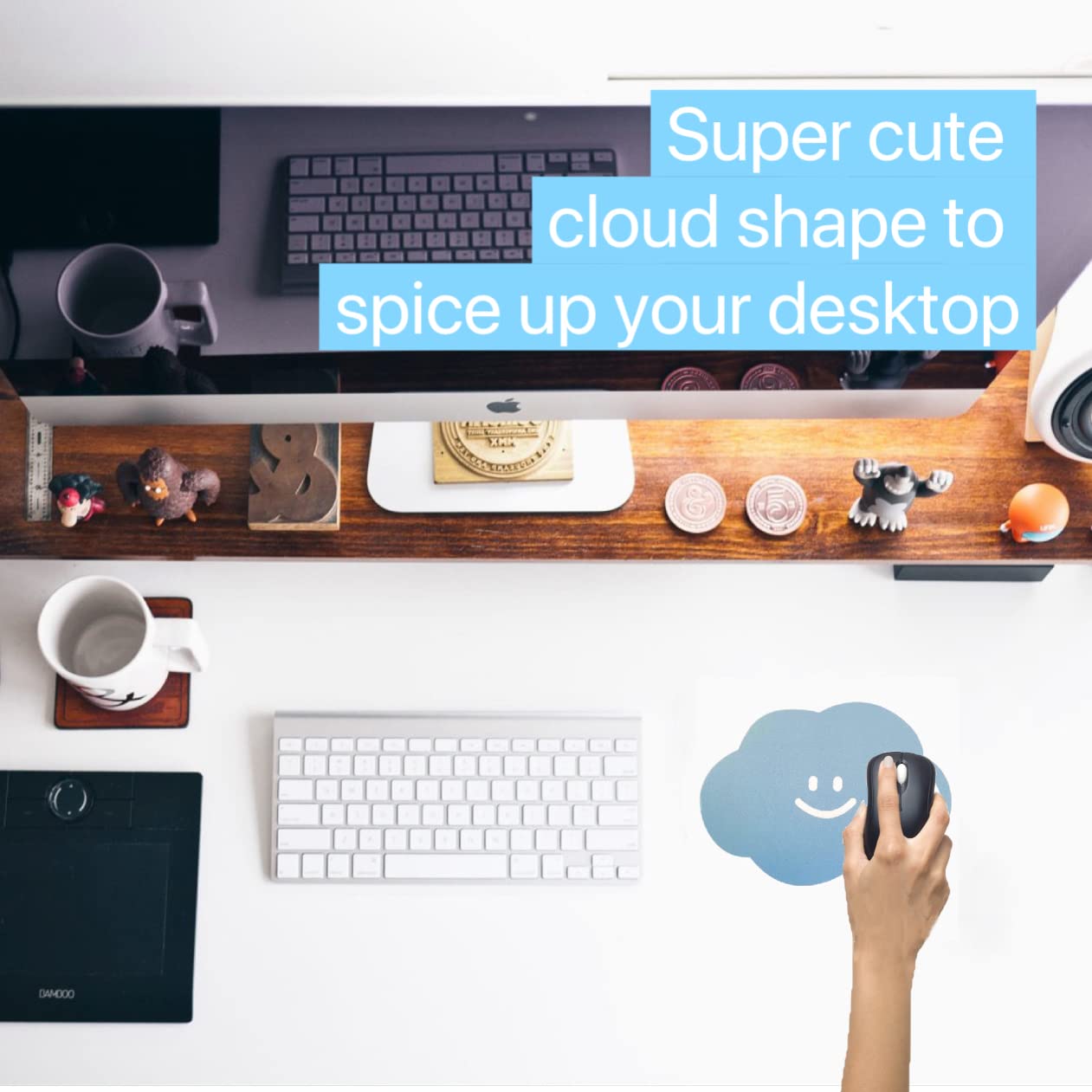 RoxicRokc Mouse Pad Cute 2 Pack, Small Waterproof PVC Mousepad, Non-Slip Rubber Base Personalized Computer Mouse Mat for Office Home (Cloud Mouse Pads)